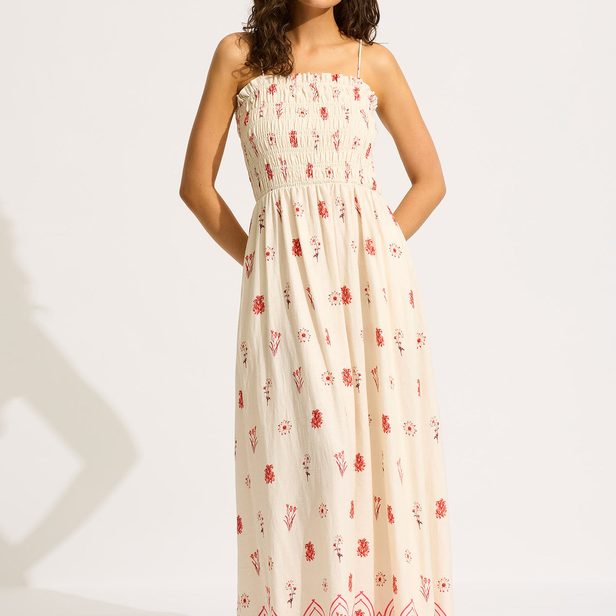 Marbella Shirred Maxi Dress - Flame – Seafolly US