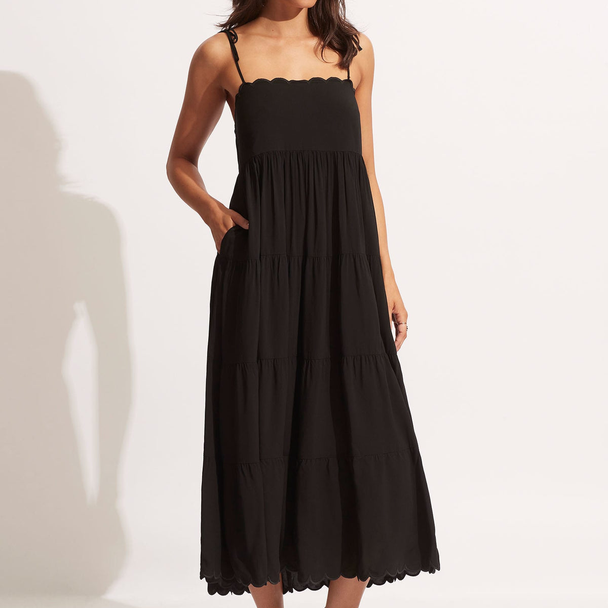 Gia Scallop Midi Dress - Black – Seafolly US