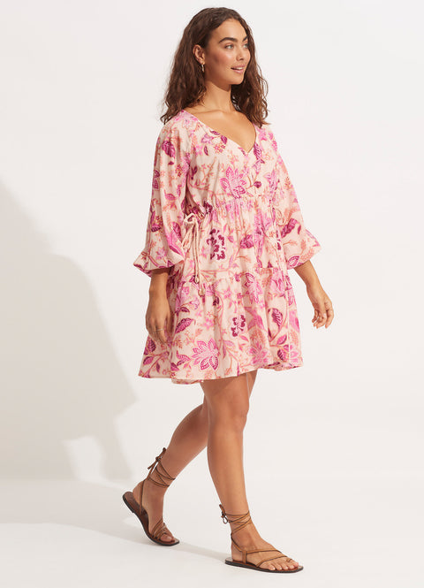Silk Road Tier Mini Dress - Parfait Pink – Seafolly US