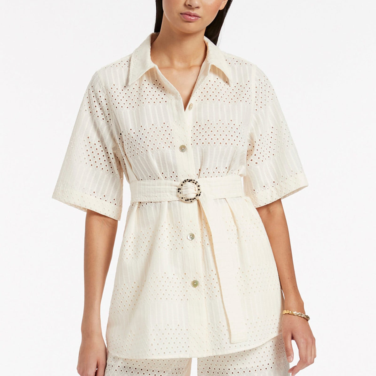 Broderie Short Sleeve Shirt - Cream – Seafolly US
