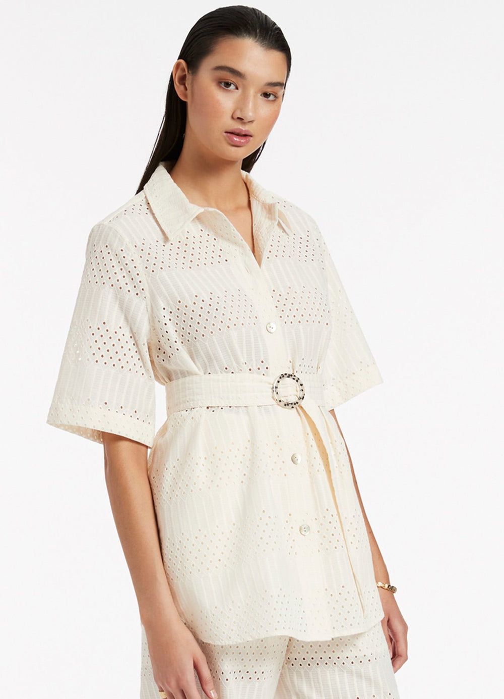 Broderie Short Sleeve Shirt - Cream – Seafolly US